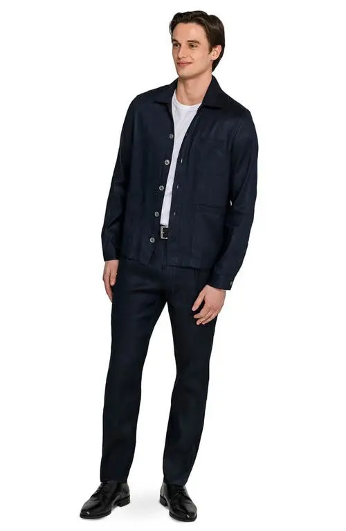 W.R.K Linen Blend Shirt Jacket - Navy