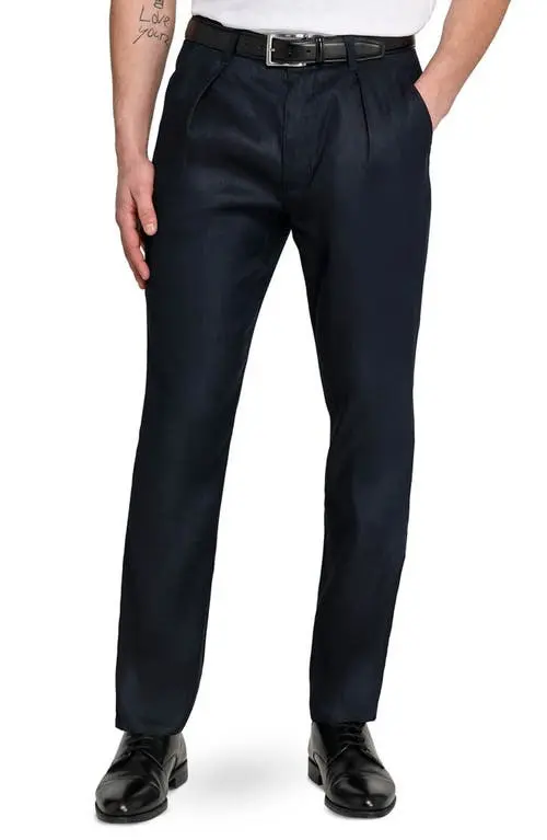 W.R.K Slim Fit Pleated Linen Blend Pants