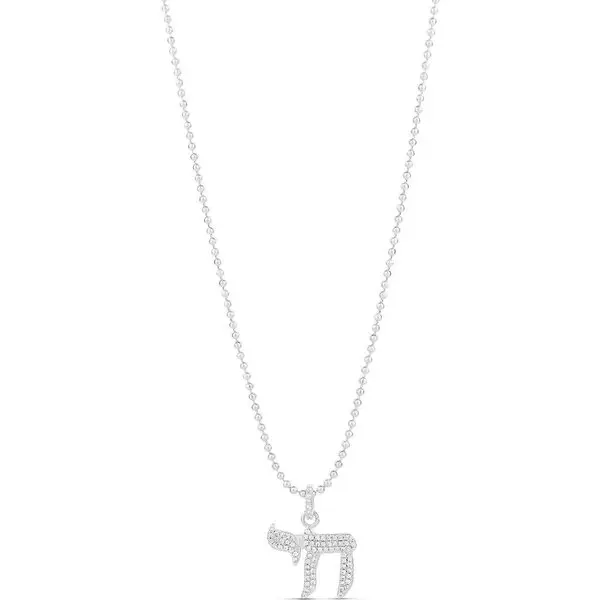 SHYMI Pavé Cubic Zirconia Chai Pendant Necklace - Silver