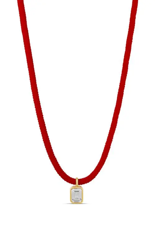 SHYMI Emerald-cut Cubic Zirconia Pendant Necklace - Gold/red