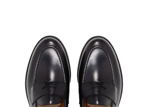 GRANT STONE Traveler Penny Loafer - Black Calf