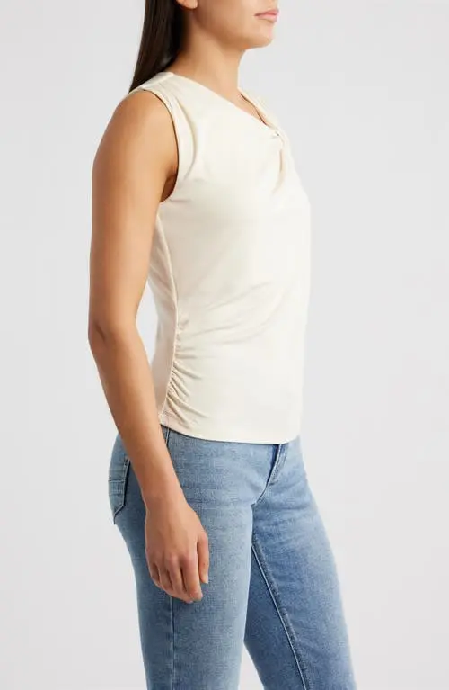 CITY BLUES Asymmetric Neck Sleeveless Top - Beige