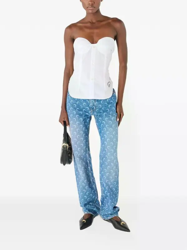 MARINE SERRE Button-fastening Bustier Top
