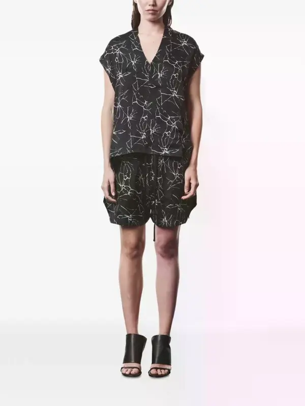 THOM KROM V-neck Marble-print Blouse