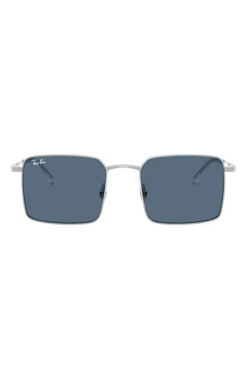 Ray-ban 50mm Square Full Rim Sunglasses - Silver/dark Blue