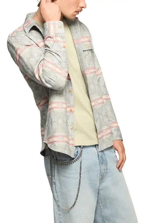 Lucky Brand Geometric Jacquard Cotton Button-up Overshirt
