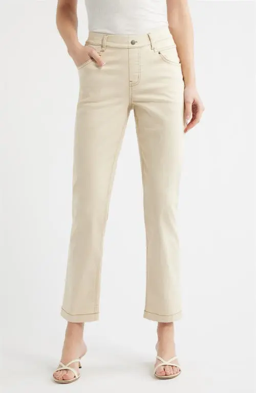 Hue Crosshatch Denim Straight Leg Leggings - Ecru