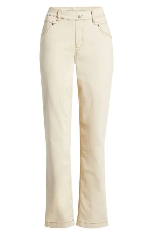 Hue Crosshatch Denim Straight Leg Leggings - Ecru