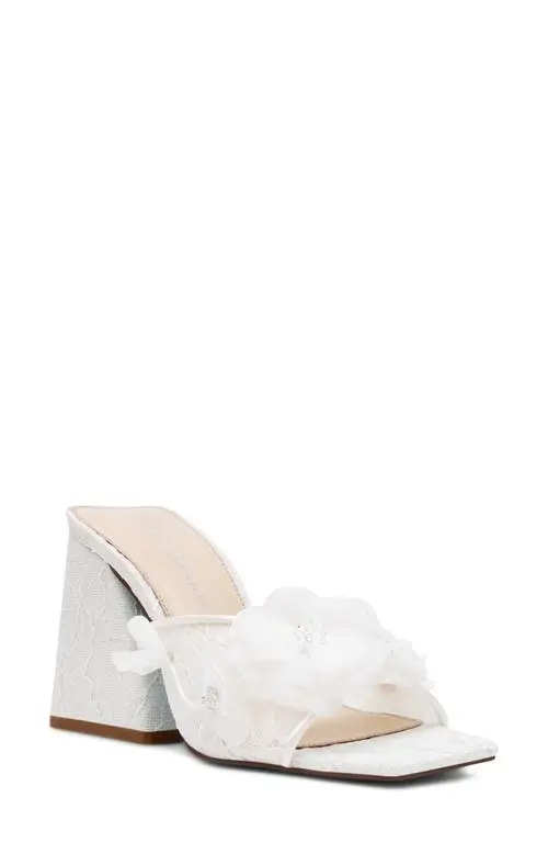 Betsey Johnson Heath Floral Tulle Slide Sandal - Ivory