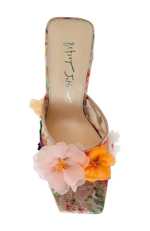 Betsey Johnson Heath Floral Tulle Slide Sandal - Pink Multi