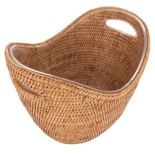ARTIFACTS TRADING COMPANY™ Artifacts Rattan Champagne Bucket With Acrylic Insert - Honey Brown
