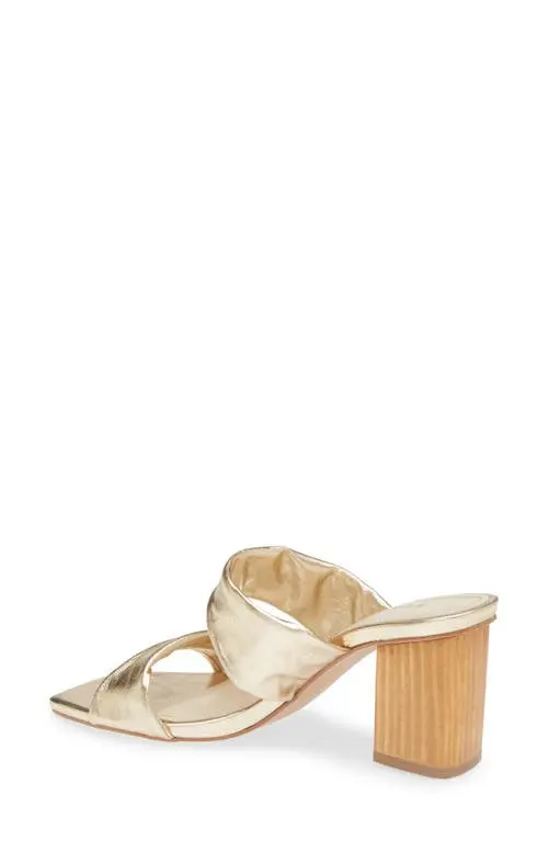 KOKO + PALENKI Alia Ruched Slide Sandal - Gold Metallic Leather