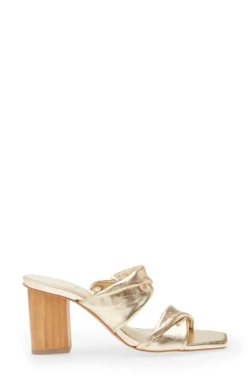 KOKO + PALENKI Alia Ruched Slide Sandal - Gold Metallic Leather