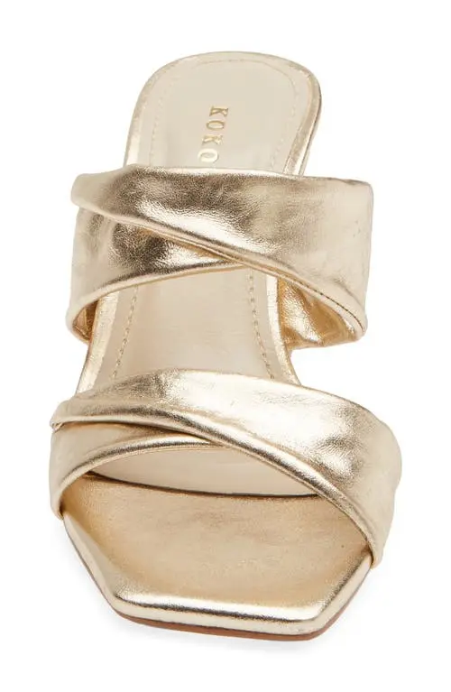 KOKO + PALENKI Alia Ruched Slide Sandal - Gold Metallic Leather