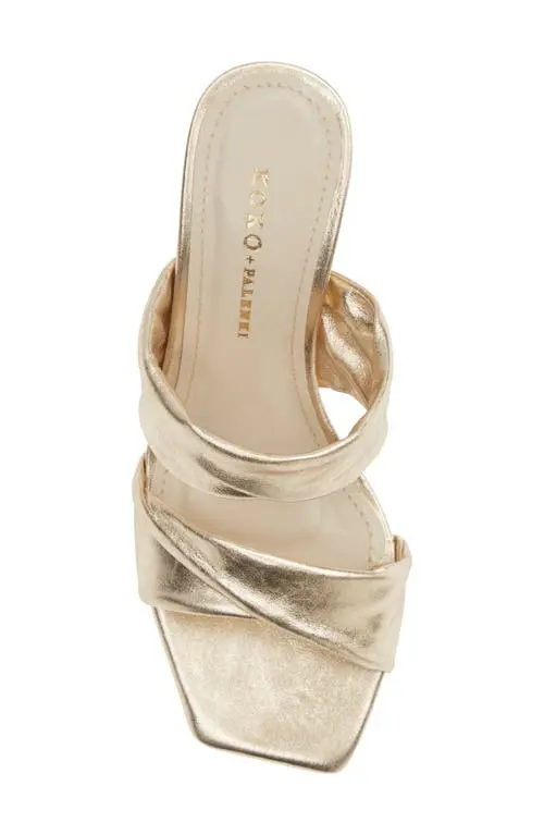 KOKO + PALENKI Alia Ruched Slide Sandal - Gold Metallic Leather