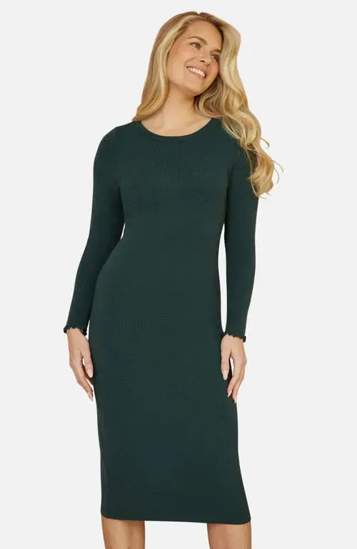 YUMI Luminous Sparkle Knit Midi Sweater Dress