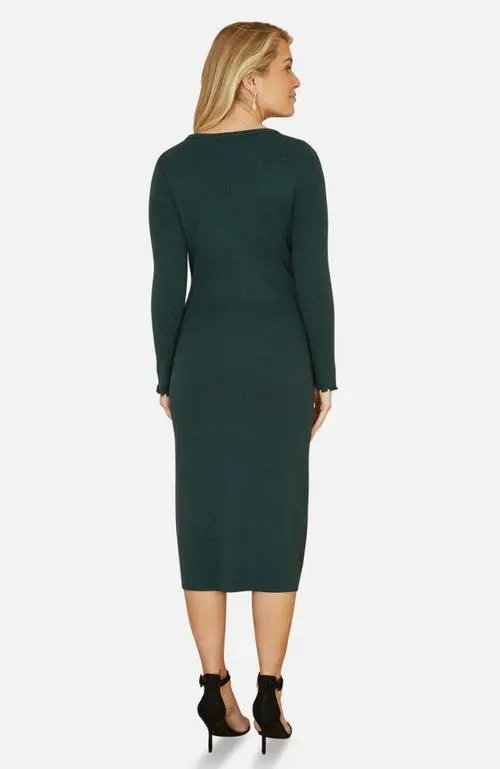 YUMI Luminous Sparkle Knit Midi Sweater Dress