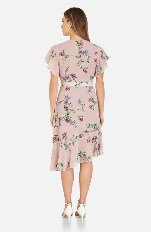 YUMI Printed Midi Wrap Dress With Belt