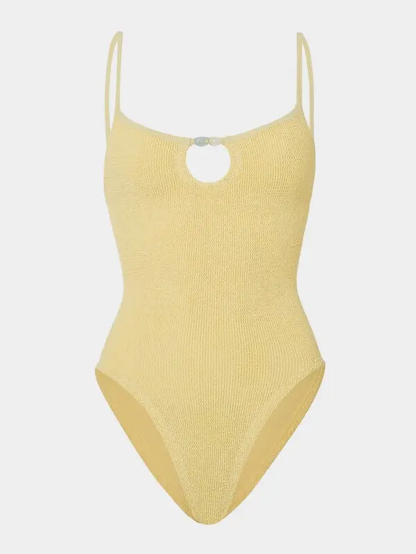Hunza G Mia Beaded One Piece Swimsuit - Butter