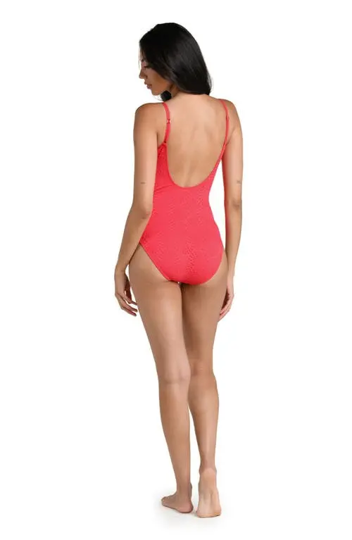 La Blanca Shellbound Plunge One-piece Swimsuit - Guava