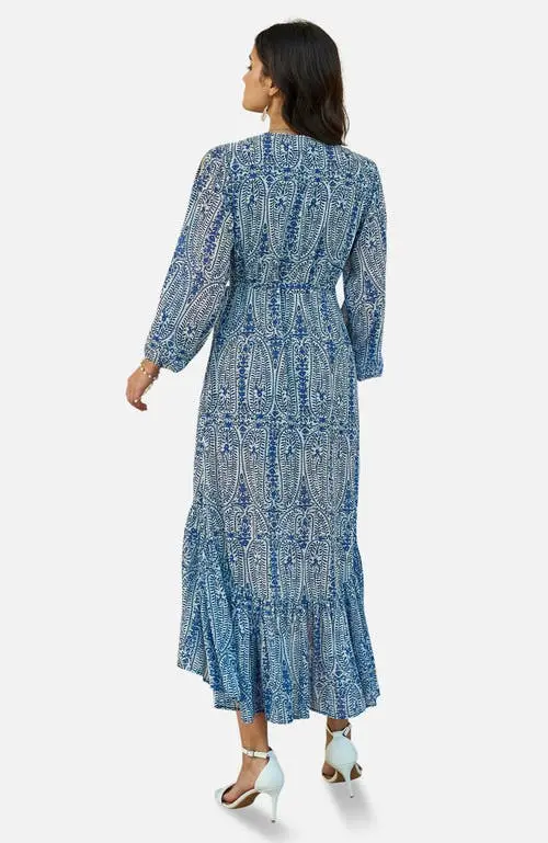 YUMI Paisley Dipped Hemline Midi Dress