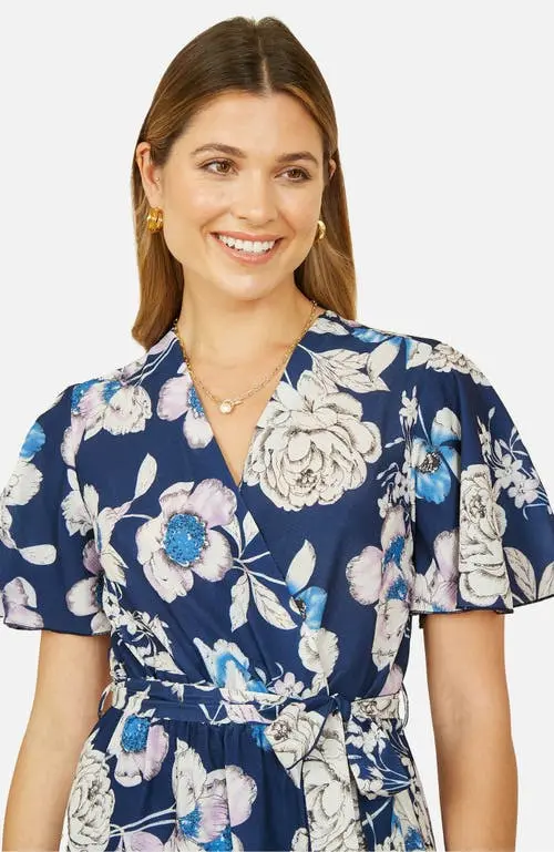 YUMI Floral Midi Wrap Dress