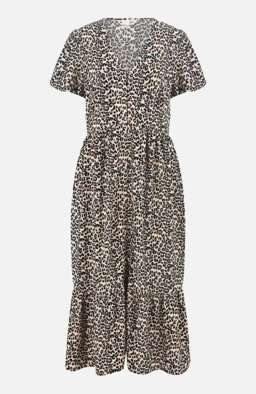 YUMI Pleated Button Through Midi Dress