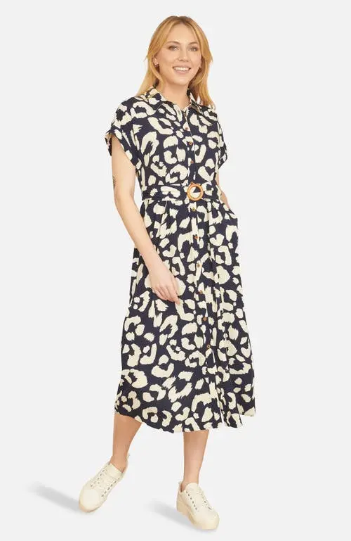 YUMI Abstract Animal Print Relaxed Midi Dress