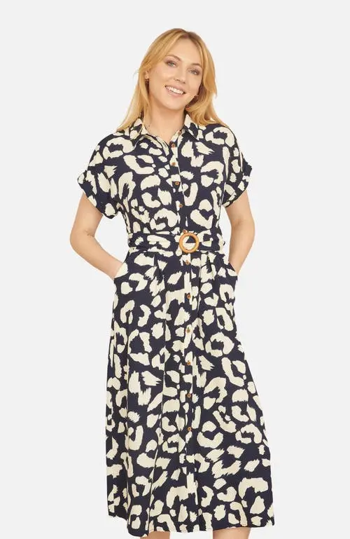 YUMI Abstract Animal Print Relaxed Midi Dress