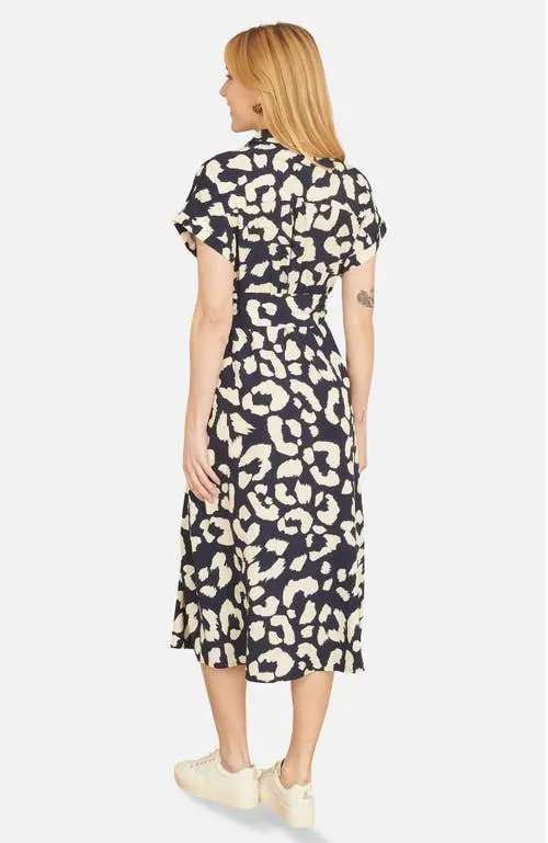 YUMI Abstract Animal Print Relaxed Midi Dress