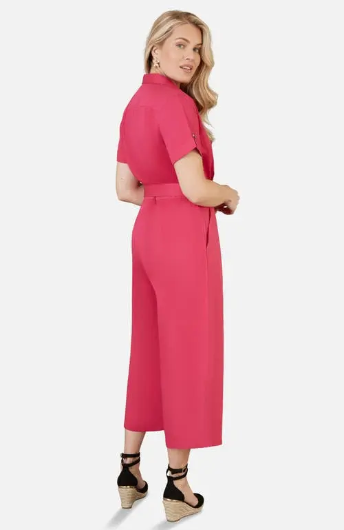 YUMI Button Up Utility Jumpsuit - Pink
