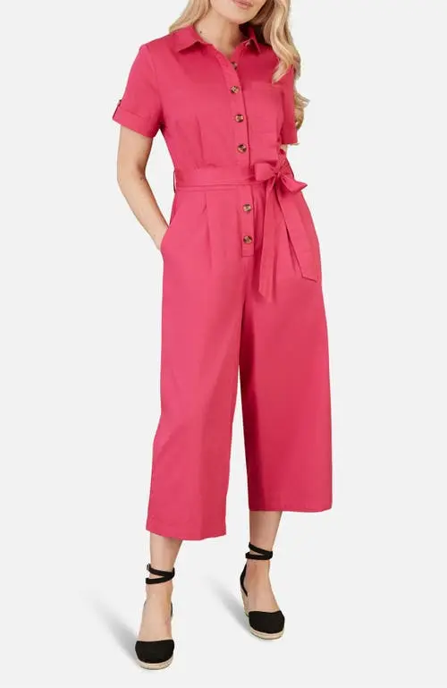YUMI Button Up Utility Jumpsuit - Pink