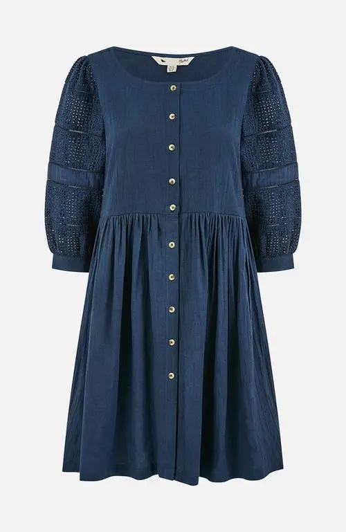 YUMI Broderie Anglaise Puff Sleeve Tunic Dress