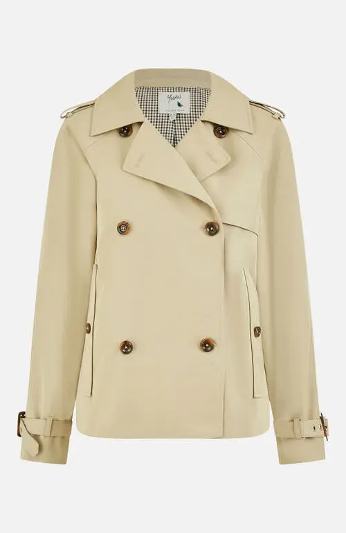 YUMI Cropped Trench Jacket With Pockets - Beige