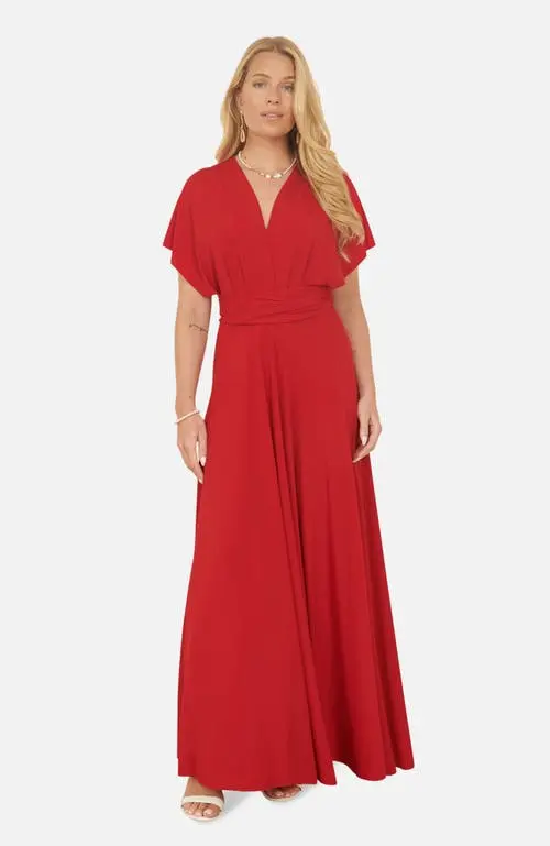 YUMI Jersey Stretch Multiway Maxi Dress - Red