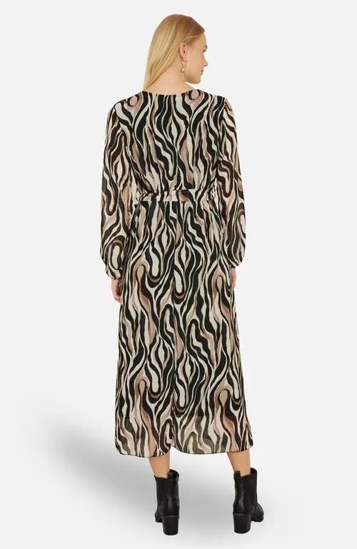 YUMI Animal Swirl Midi Wrap Dress