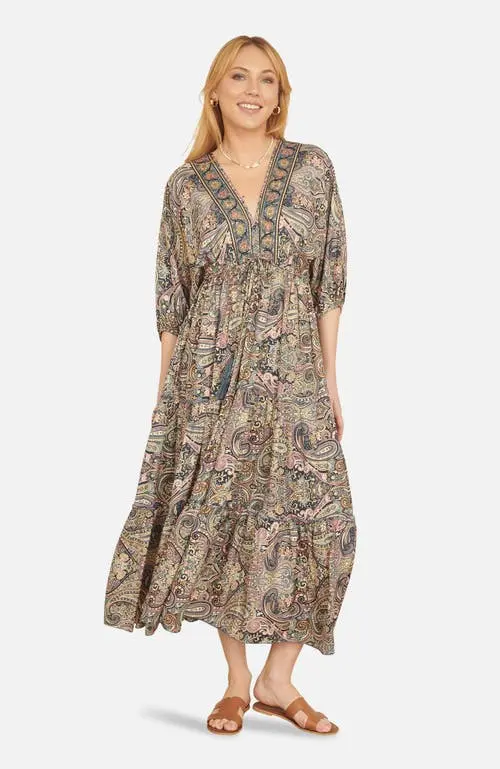 YUMI Paisley Print Midi Kimono Dress - Multi