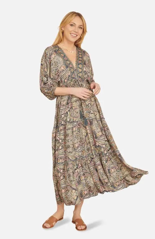 YUMI Paisley Print Midi Dress