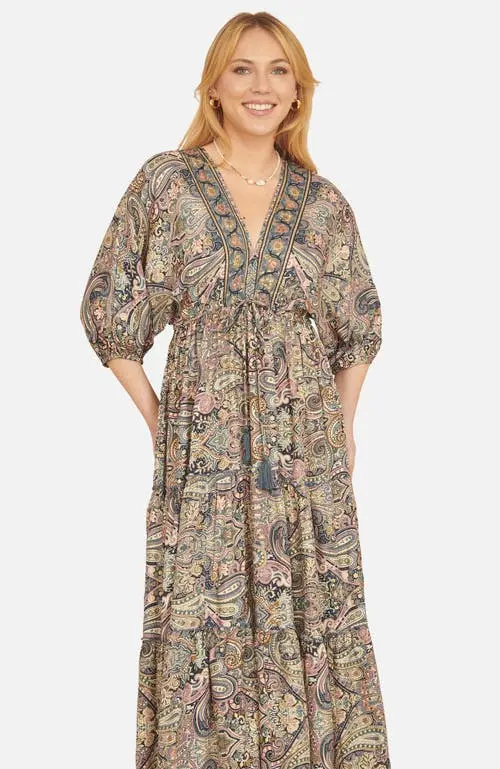 YUMI Paisley Print Midi Dress