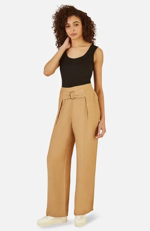 YUMI Wide Leg Pants With Buckle Detail