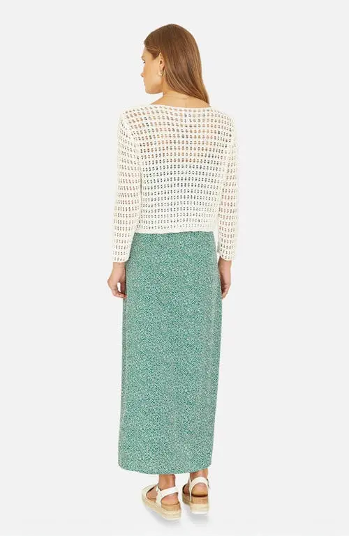 YUMI Crochet Cotton Twisted Bolero Cardigan - Ivory