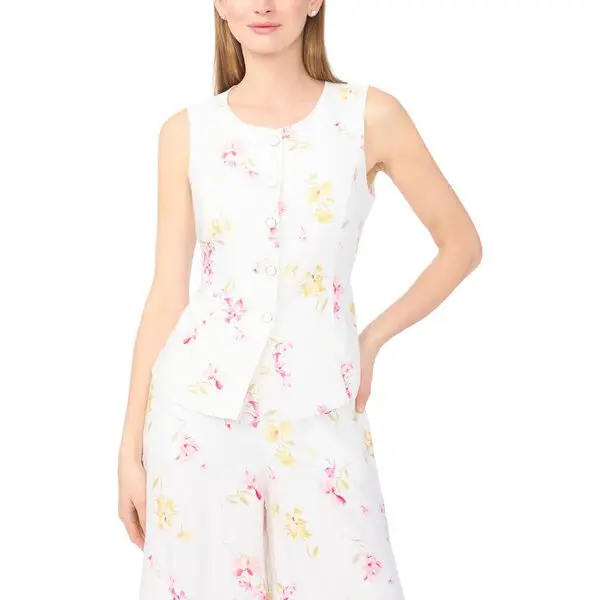 Vince Camuto Floral Print Sleeveless Vest