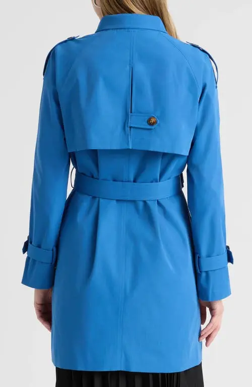 NVLT Belted Double Breasted Trench Coat - Denim Blue