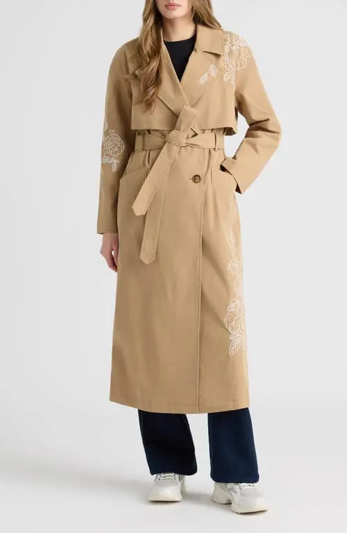 NVLT Embroidered Belted Trench Coat