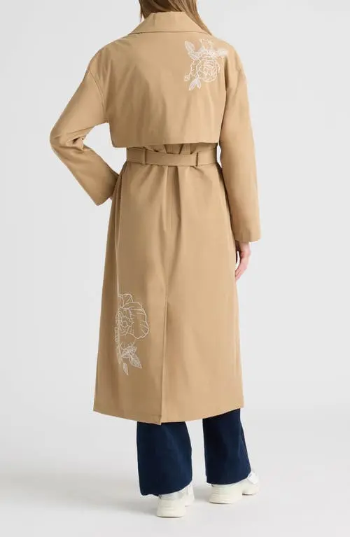 NVLT Embroidered Belted Trench Coat