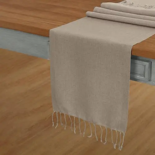 SOLINO HOME Linen Table Runnertwisted Fringe - Natural