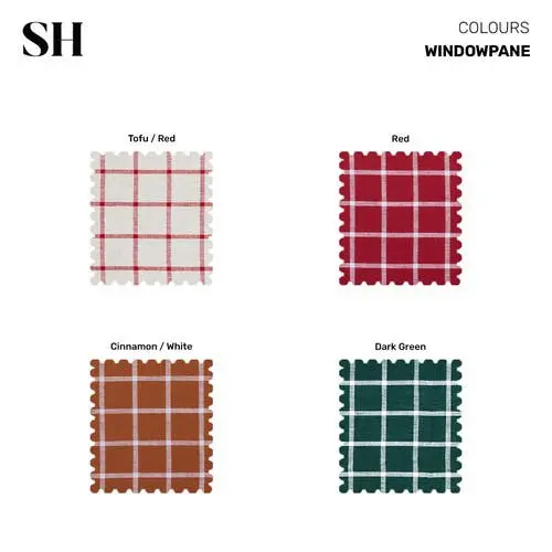 SOLINO HOME Linen Table Runnerwindowpane - Tofu/red