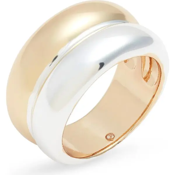 Nordstrom Demi Fine Two-tone Rounded Band Ring - 14k Goldterling Plated