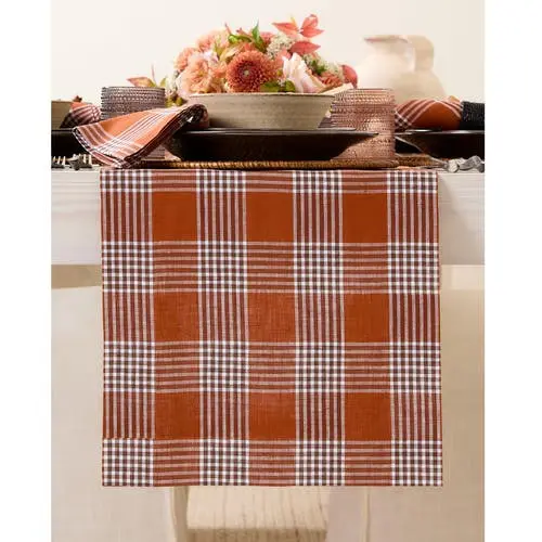 SOLINO HOME Linen Table Runnerglen Check