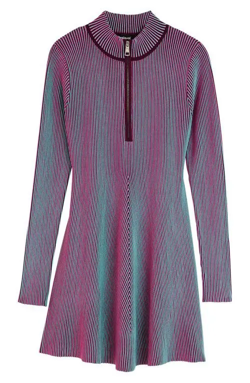 Desigual Long Sleeve Ribbed Minidress